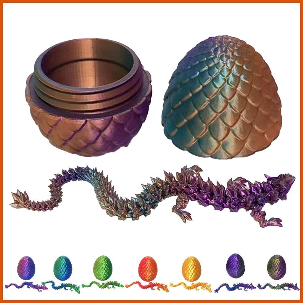 3D Printed Dragon Egg with Dragon Inside Flexible Joints 3D Printed ...