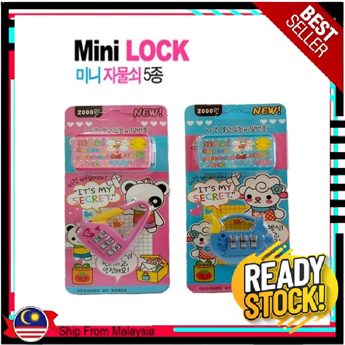 Cartoon 3 Digit Combination Password Locks Mini Suitcase Padlock Kunci ...