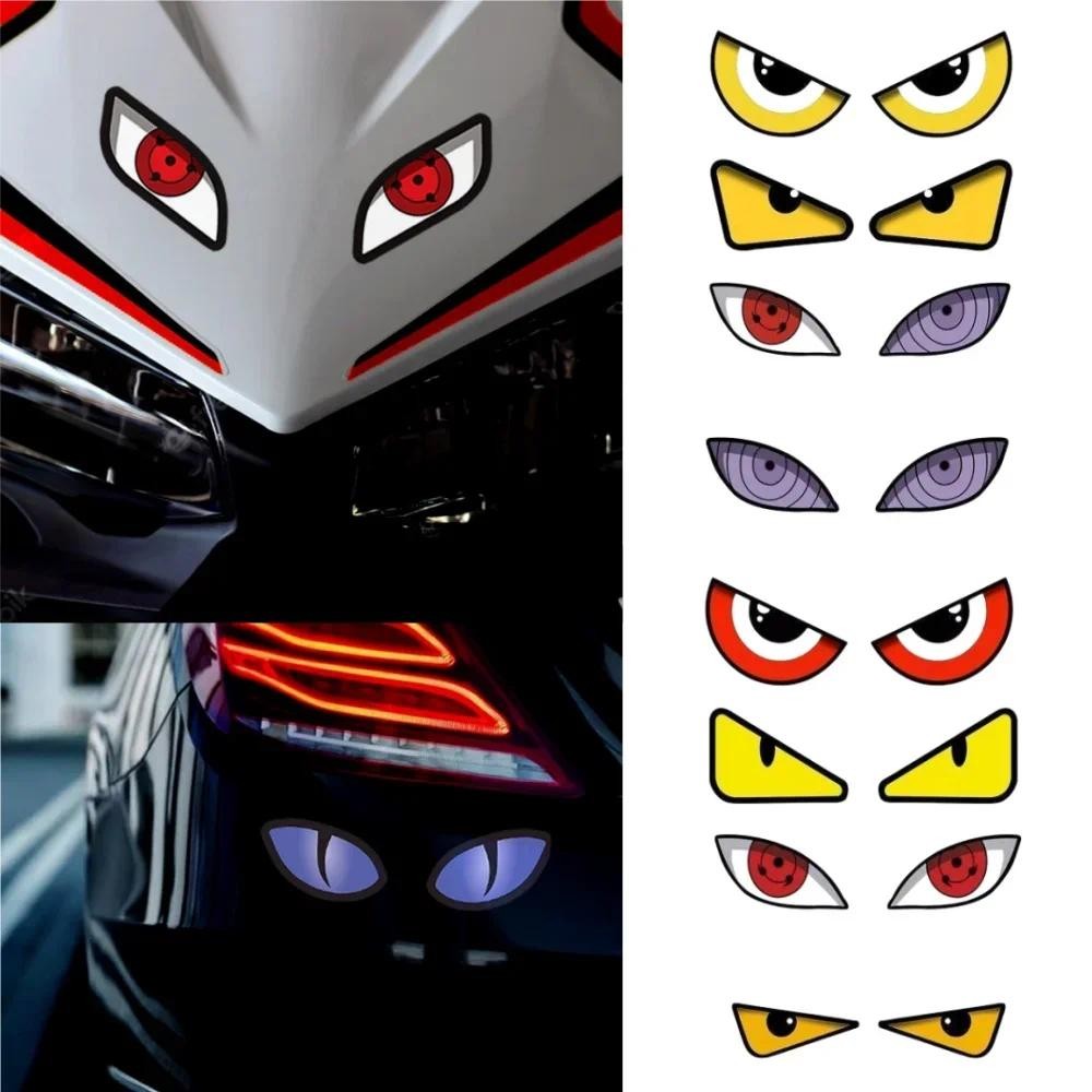 3D Motorcycle Stereo Reflective Devil's Eyes Sticker Creative Rearview ...