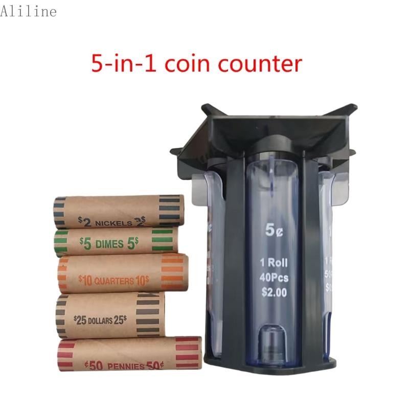 Alilin Coin Counter Coin Sorters Tube 5in1 Change Sorters Coin Holder ...