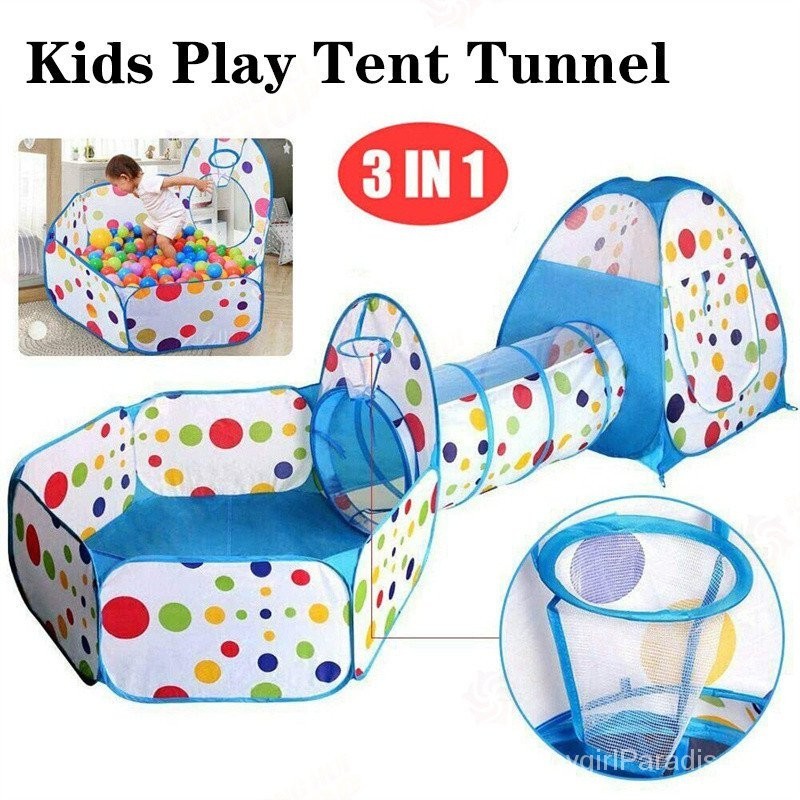 boygirlparadise Portable 3 In 1 Play Tent Crawl Tunnel Ball Pit for ...
