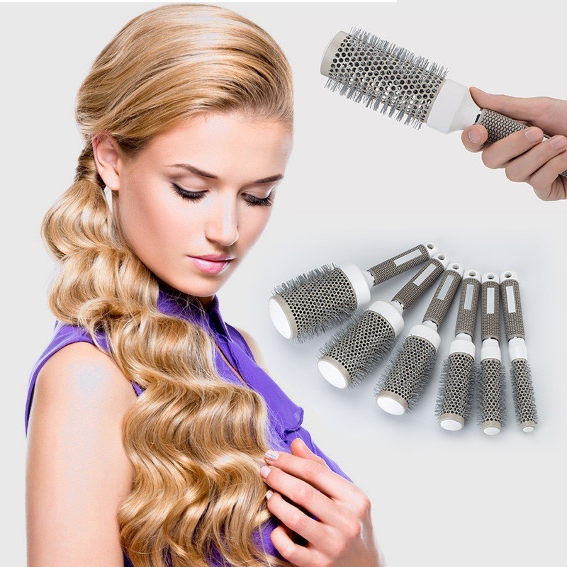 Curly Hair Brush Rolling Thermal Aluminum Tube Hair Comb Salon Hair ...