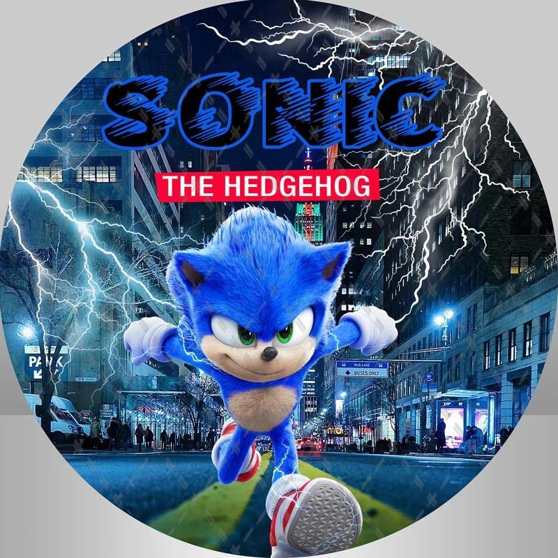 Sonic Round Birthday Backdrop For Photography Baby Shower Kids Children ...