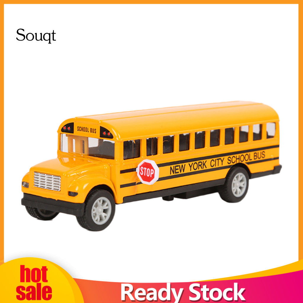 School Bus Toy Realistic Looking Rubber Wheels Open-able Doors Relieve ...