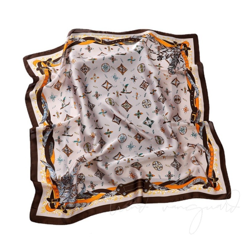 70 Small Square Silk Scarf with Retro Three-Dimensional Letter Printing ...