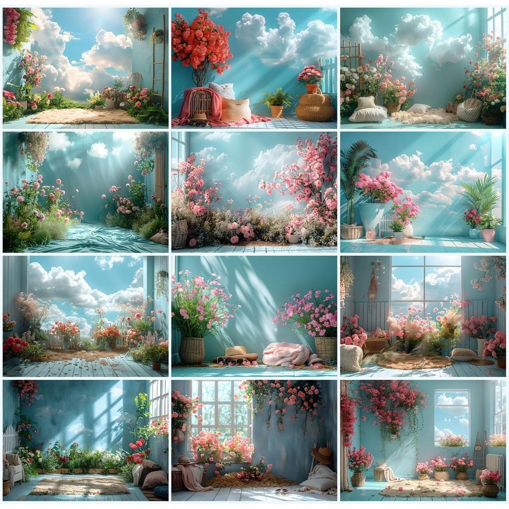 Photography Background Cottage Core Spring Floral Indoor Portrait ...