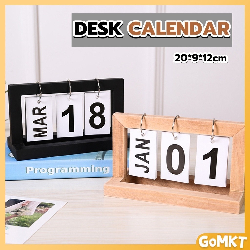 G.M. Desk Calendar Wooden Home Decoration Creative Simple Style Desktop ...