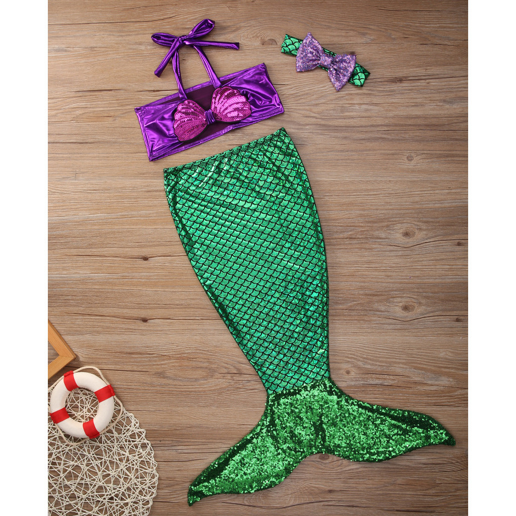 Kids Cosplay Costume Mermaid Tail Set Bikini Swimsuit | Shopee Philippines