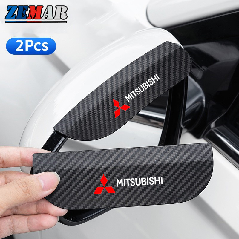 2Pcs Mitsubishi Car Rear View Mirror Rain Guard Carbon Fiber Rear View ...