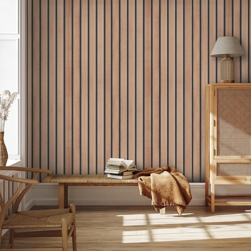 Faux Wood Wall Sticker, 3D Waterproof Wood Plank Wallpaper for ...