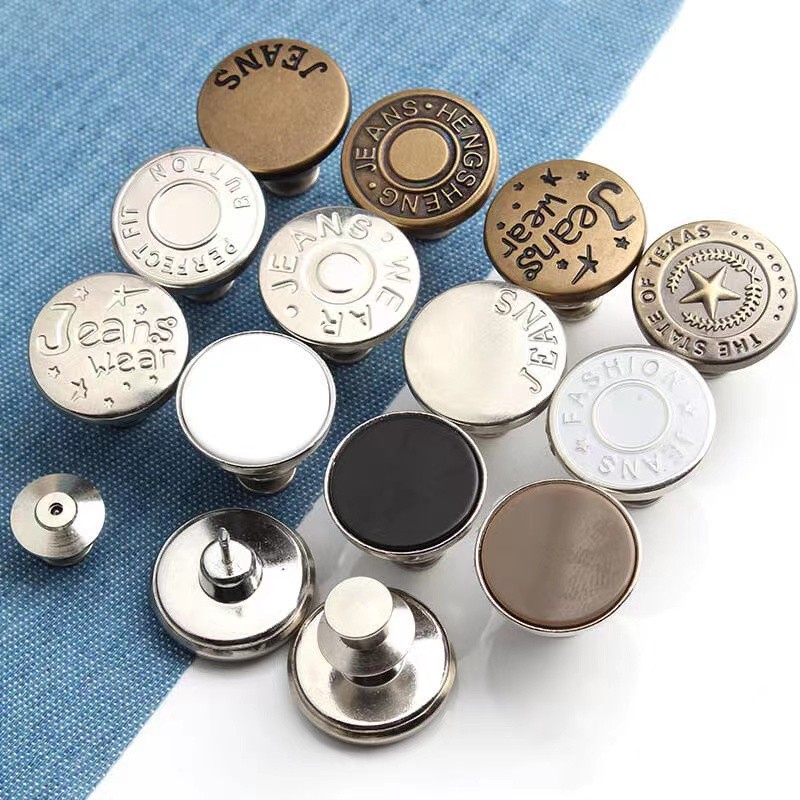 Detachable Metal Waist Buttons with Flowers Patterns Metal Pants Button ...