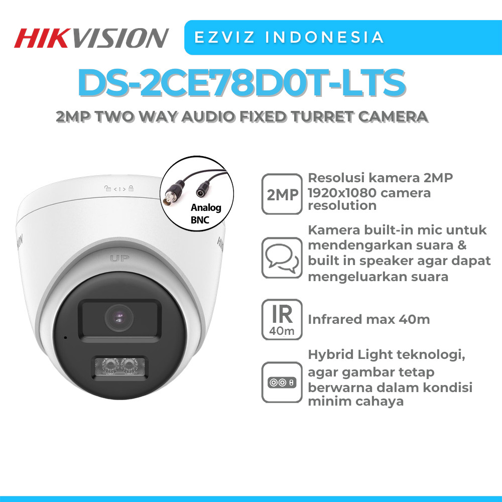 Hikvision DS-2CE78D0T-LTS 2MP TWO WAY AUDIO FIXED TURRET CAMERA | Shopee Philippines