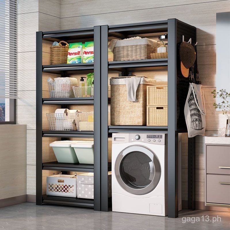 Washing Machine Rack Roller Flip Upper Shelf Balcony Floor Storage Rack ...