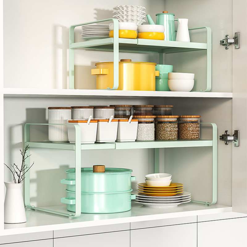 Retractable Kitchen Layered Storage Rack Cabinet Sink Dish Seasoning ...
