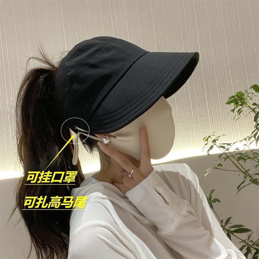 Zhao Lusi Same Style Open Top Bucket Hat Summer Ponytail UV Protection ...