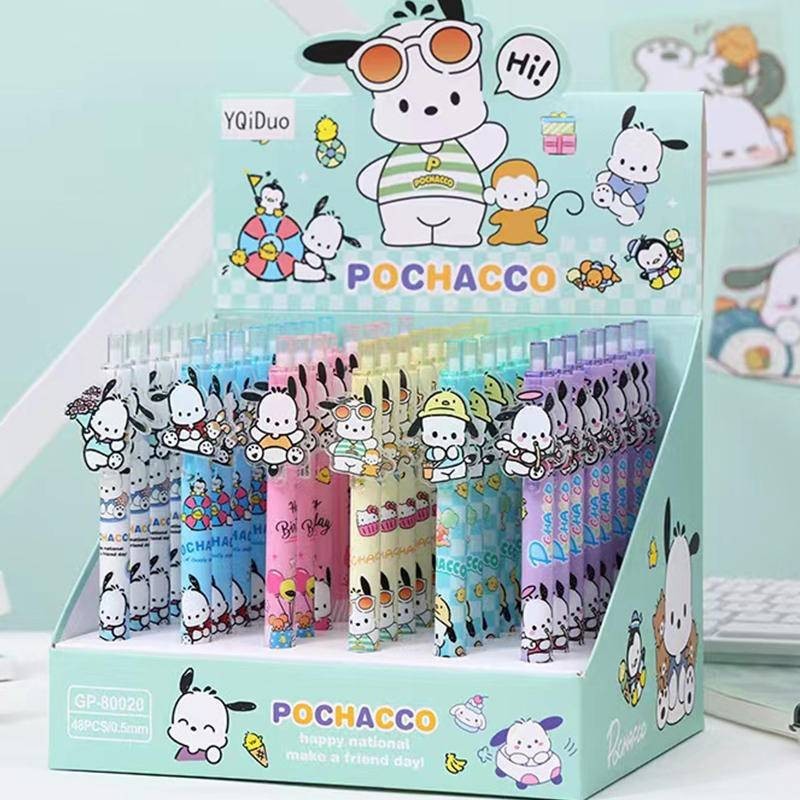 6Pcs/Set New Sanrio Pochacco Mymelody Kuromi Pompom Purin Gel Pen Set 0 ...