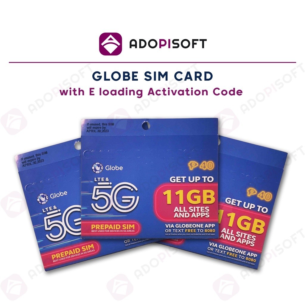 ADOPISOFT | Globe Prepaid Sim w/ Offline Eload Activation Code- Good ...