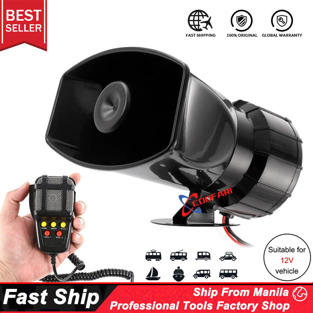 12V 100W 7-Sound Car Loud Speaker Megaphone Electronic Warning Siren ...