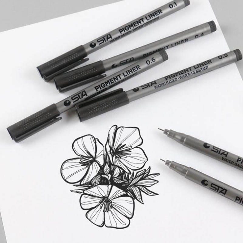 STA Brush Sketching Marking Art Book Marking Pen Various Sizes Pigment ...