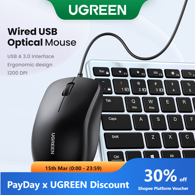 UGREEN Wired Mouse Optical USB 3.0 Mouse 1200 DPI Ergonomic Mouse with ...