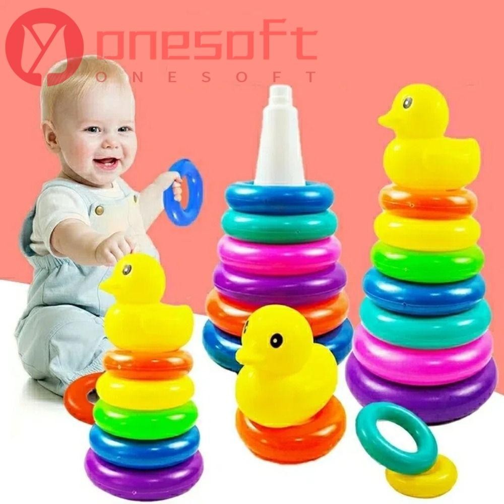 ONE-SOFTNESS Stacking Ring Blocks, Multi-Layers Early Learning Rainbow ...