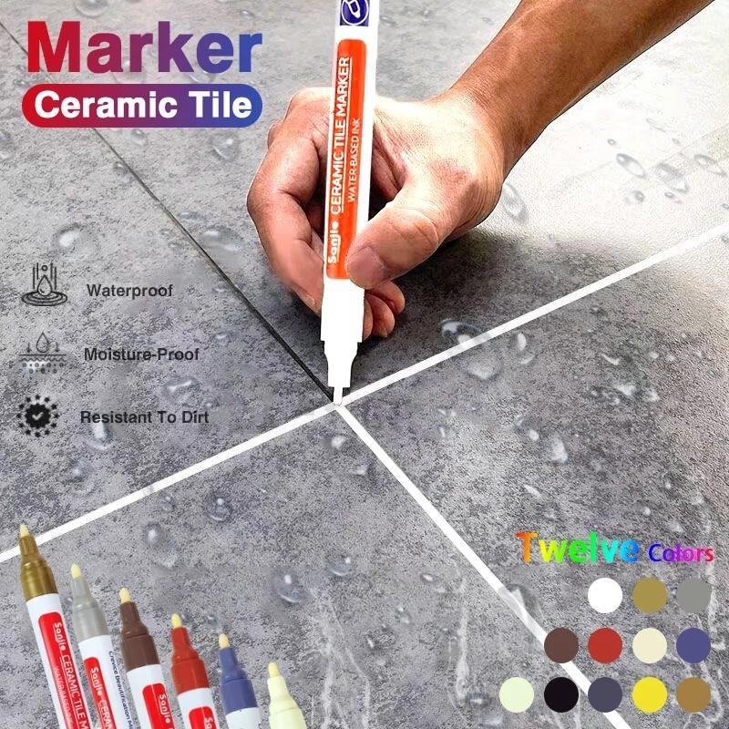 White pens for ceramic tiles, waterproof paint pens for grout, floor ...