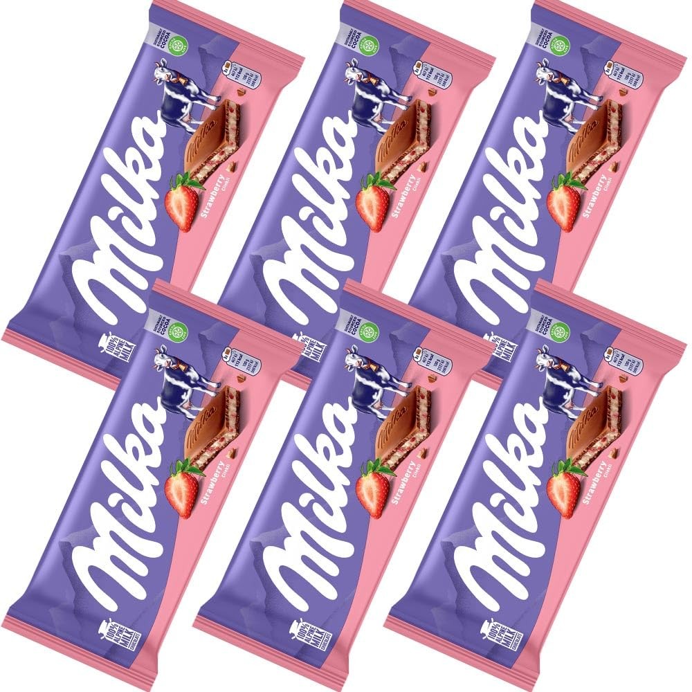 Milka Chocolate Strawberry 100g Set of 6 German Chocolate Top Brands in ...