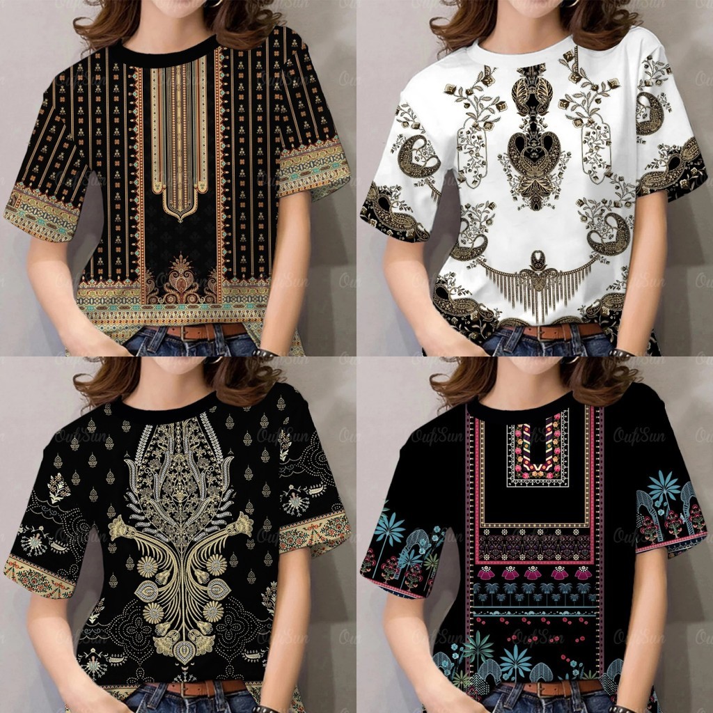 Asean Attire For Women, Vintage Plus Size T-shirt For Women Short ...