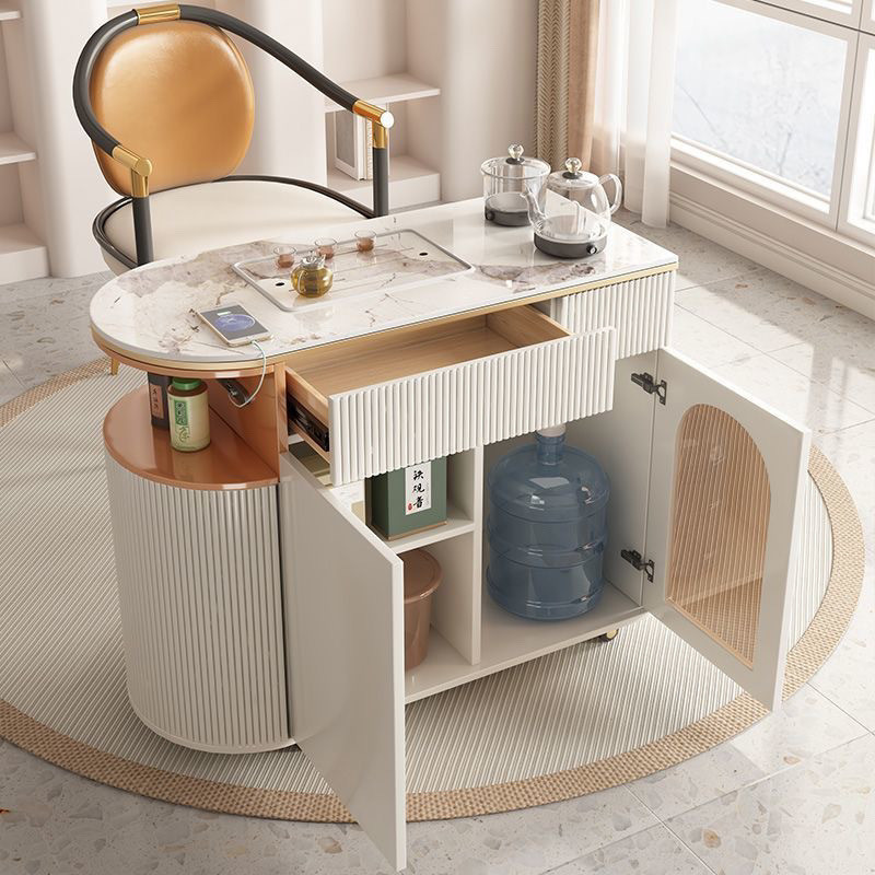 Mobile Tea Table Home Tea Cart Cream Style Balcony Light Luxury Simple ...