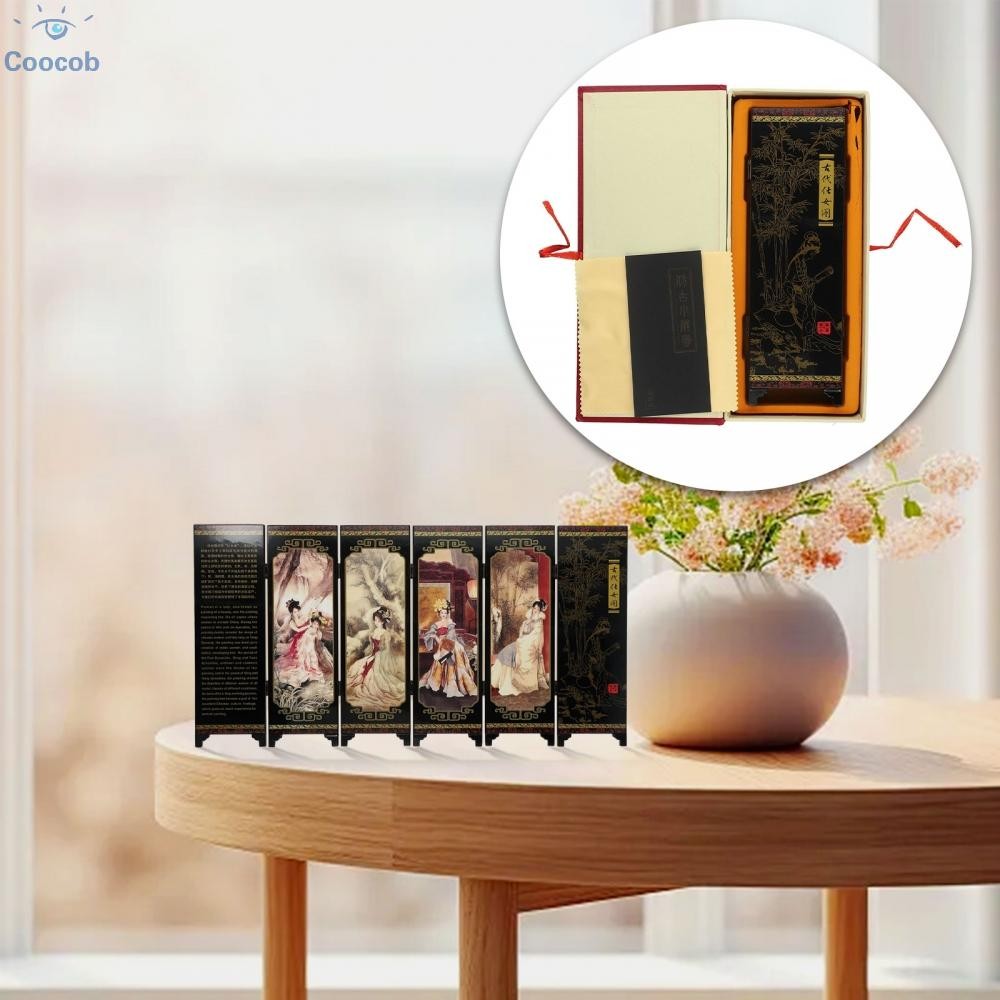 Golden Lacquer Folding Partition 6 Panel Separator Movable Room Screen ...