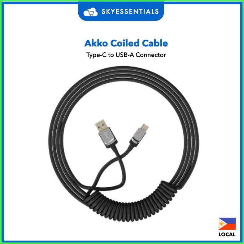 Akko>P,l$Coiled;YC&Cable`uy&Type-C`Nt&to`IP&USB-A`fg&Connector`Wj&for ...