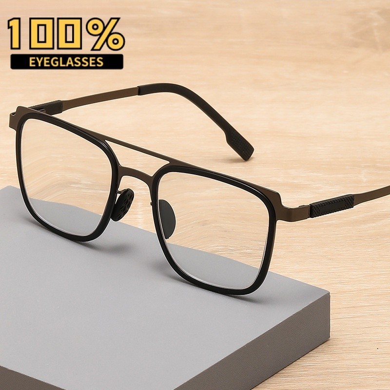 Photochromic Lens Multifocal Look Far And Near Eyeglasses For Men Steel ...