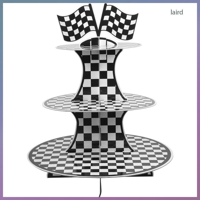laird Checkered Flag Cupcake Stand Car Theme Dessert Show Rack Trays ...