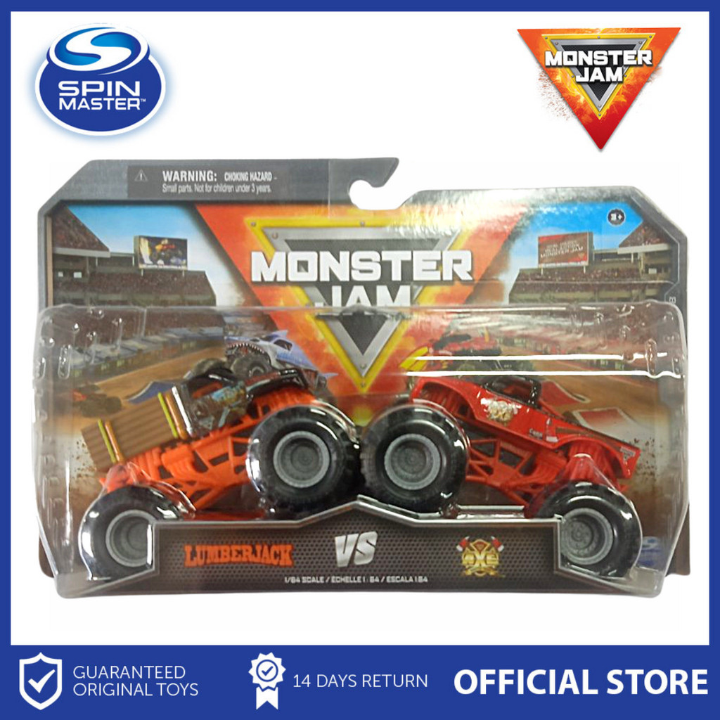 Monster Jam 1:64 Scale True Metal Die-cast Trucks 2-Pack Lumberjack VS ...
