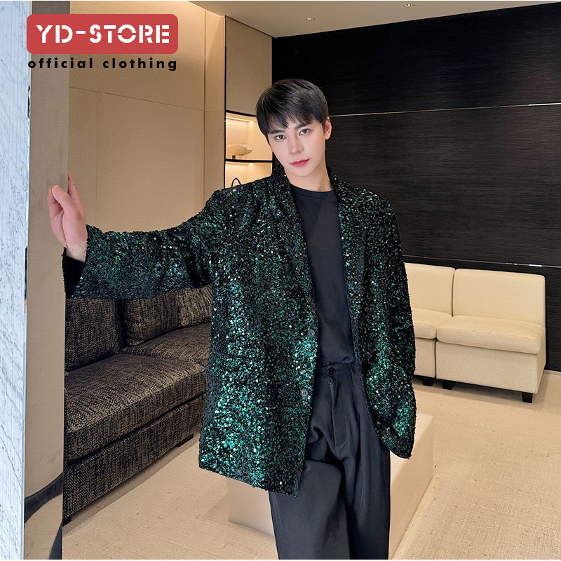 Men Suit 2024 Spring New Style Heavy Industry Sequin Jacket Trendy ...