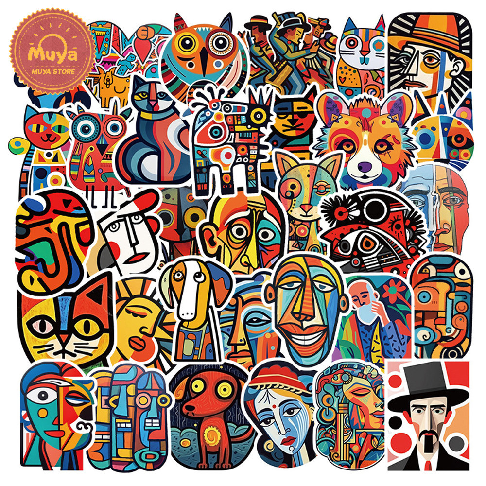 MUYA 50pcs Picasso Art Paint Stickers Waterproof Vinyl Stickers for ...