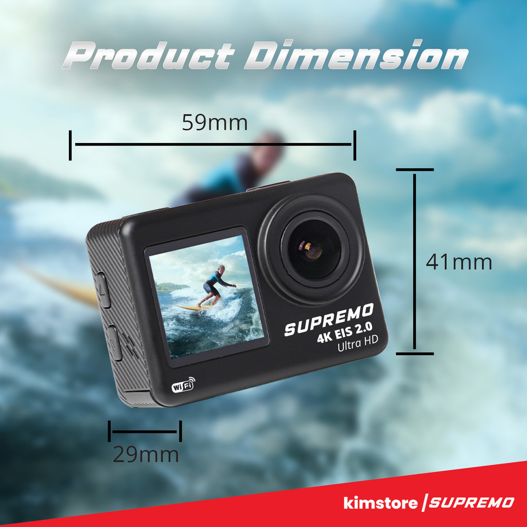 Supremo Ace 4K Dual Display Waterproof Action Camera | Shopee Philippines