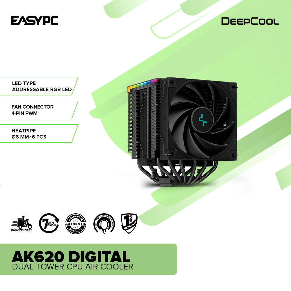 EasyPC| Deepcool AK620 Digital dual tower cpu air cooler| Black and ...