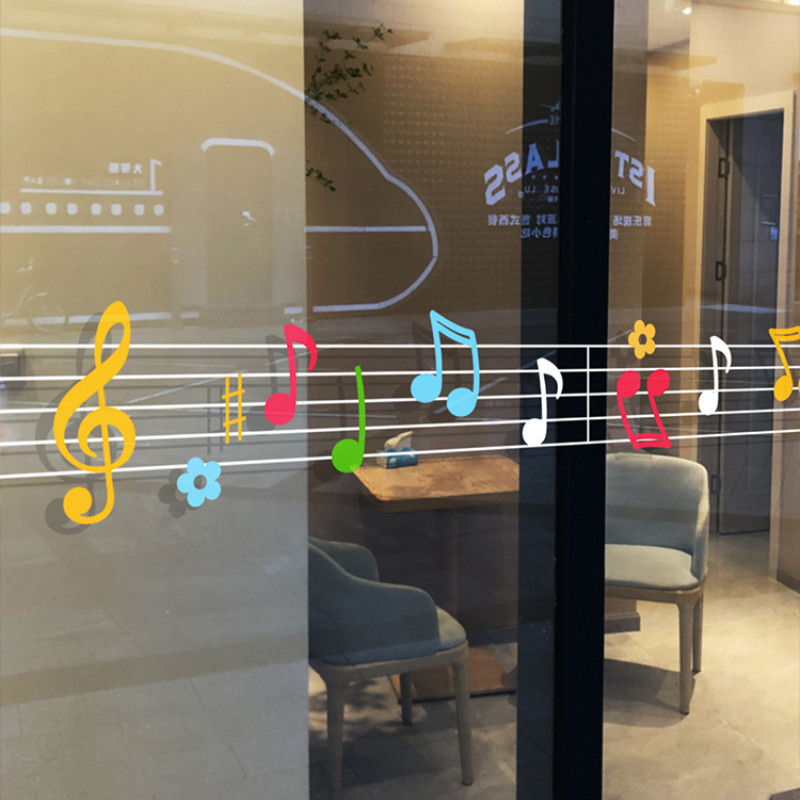 Music Training Classroom Glass Door Electrostatic Waistline Guitar Note ...