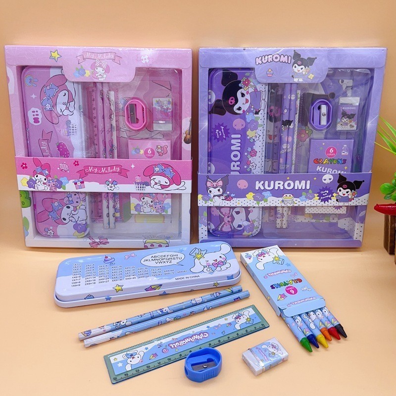 12pcs Cute cartoon Cinnamoroll Melody Kuromi Stationery Set school ...
