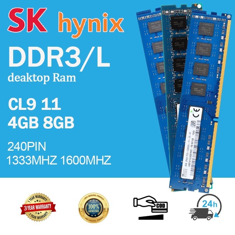 SK Hynix 4GB 8GB RAM DDR3 DDR3L 1333Mhz 1600Mhz DIMM RAM 1Rx8 2Rx8 PC3 PC3L 10600 12800 Desktop ...
