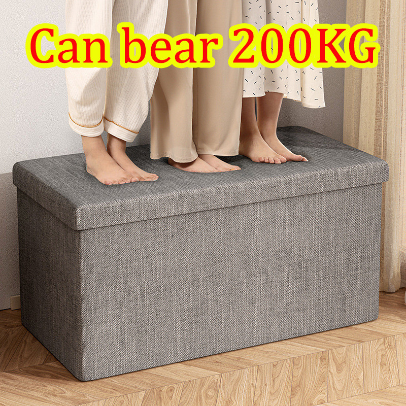 76CM Foldable Storage Stool Sofa Storage Box Footstool Chair Organizer ...