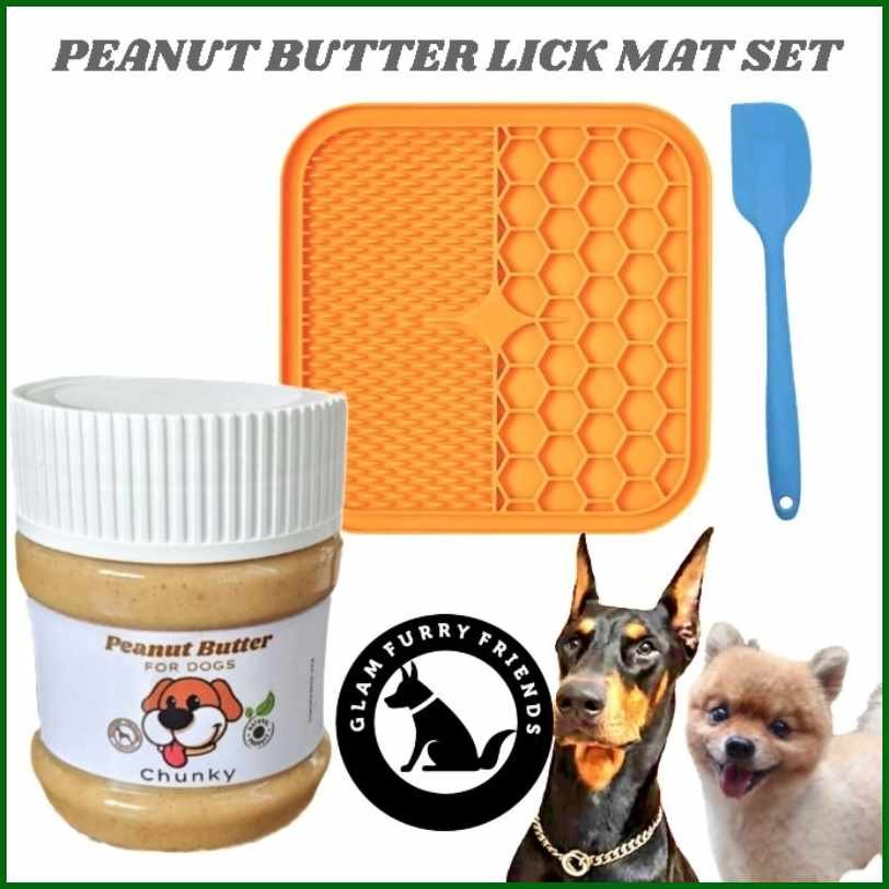 PEANUT`e-BUTTER(N%SET+x@u@d!FOR[K!DOG[l!PUPPY[z! LICK MAT SET (PEANUT BUTTER+LARGE LICKMAT ...