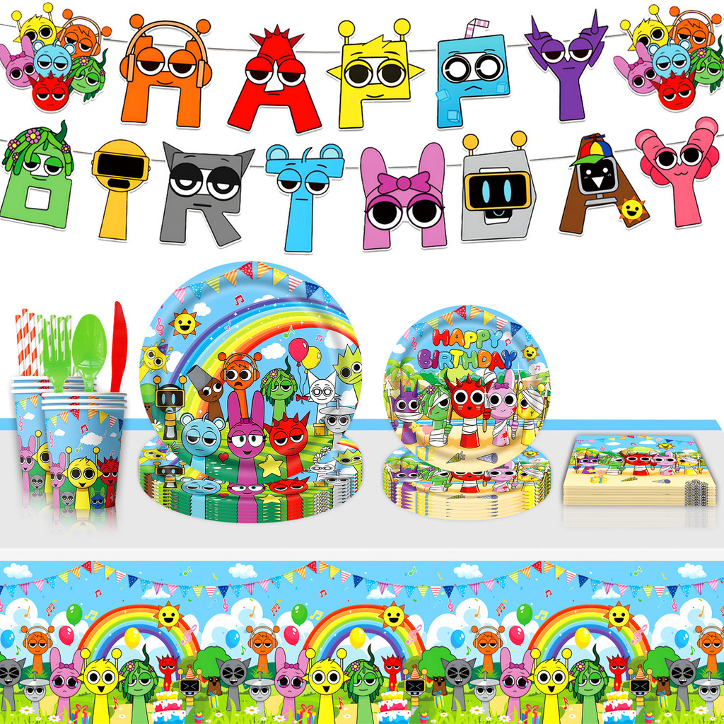 Rhythm Box Theme Kids Birthday Party Supplies Sprunki Disposable Paper ...