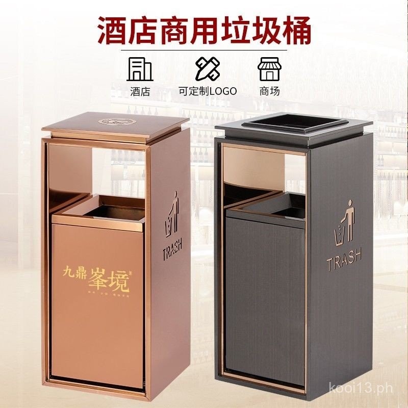 Outdoor Trash Can Hotel Lobby Stainless Steel Trash Can with Ashtray ...