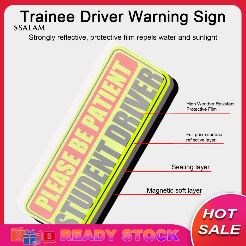 【COD】 Reflective Car Sticker New Driver Warning Magnet Reflective New ...