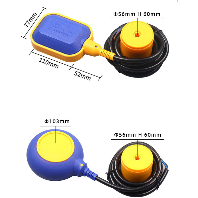 Square Float Switch Automatic Water Supply Controller Relay 2 3 4 5m Liquid Level Sensor Round
