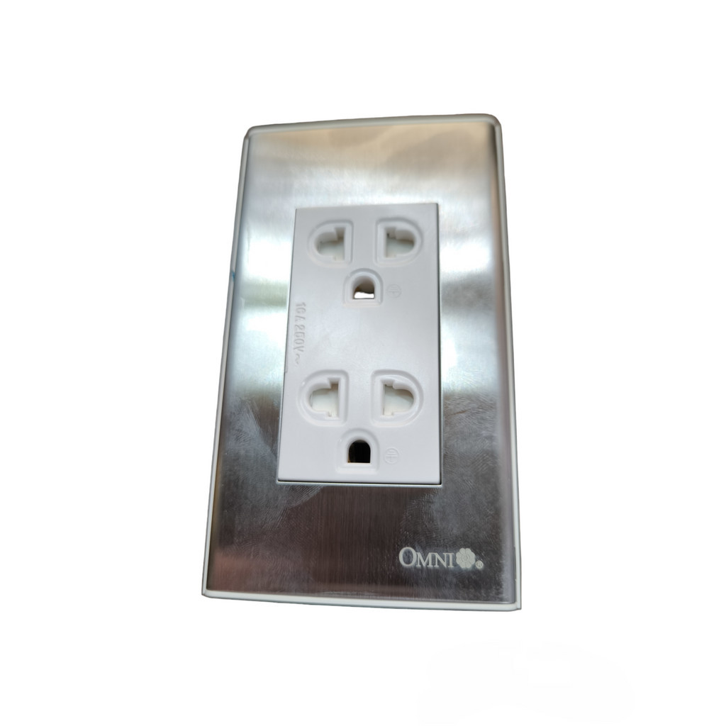 OMNI Duplex Outlet with Stainless Plate Cover 16A 250V - WWP-113S+WWG ...