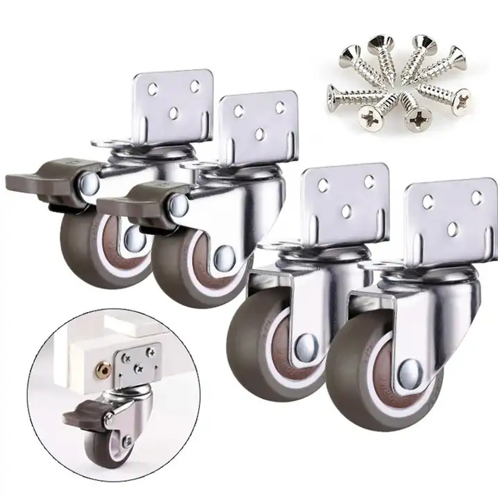 Heavy Duty Rubber Swivel Caster Wheel With Lock Universal L Type Caster ...