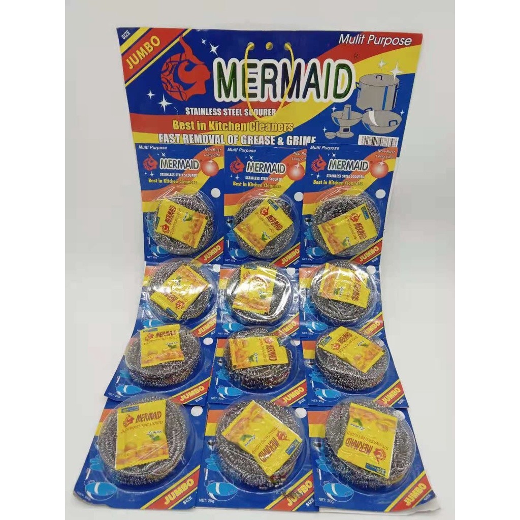 12 pcs Mermaid Steel wool with Dishwashing Liquid | Shopee Philippines